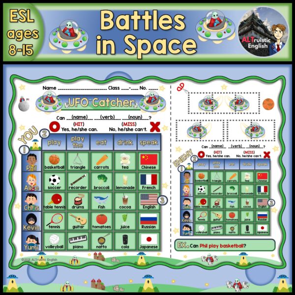 Battles in Space Editable English Grammar Review Game ESL EFL Grammar ...