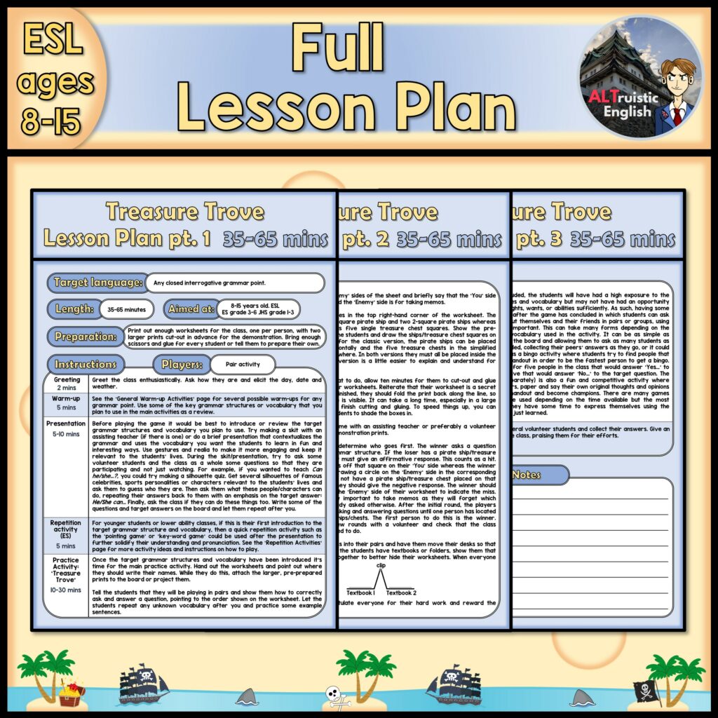 Battles with Pirates Editable English Grammar Review ESL EFL Speaking ...