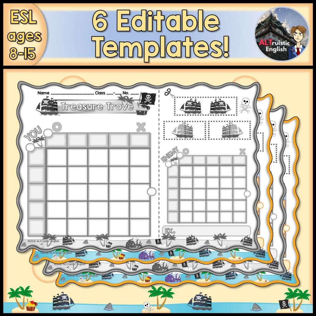 Battles with Pirates Editable English Grammar Review ESL EFL Speaking ...