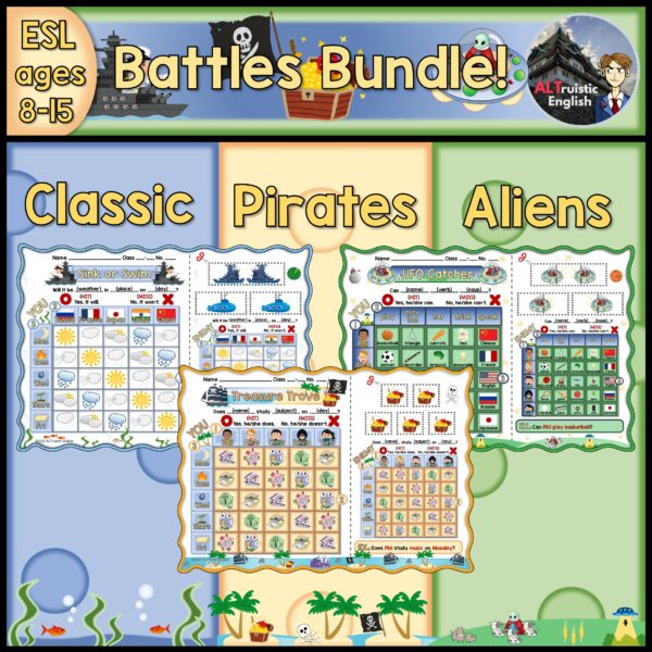 Battles Bundle All Themes! Editable English Grammar Review ESL EFL ...