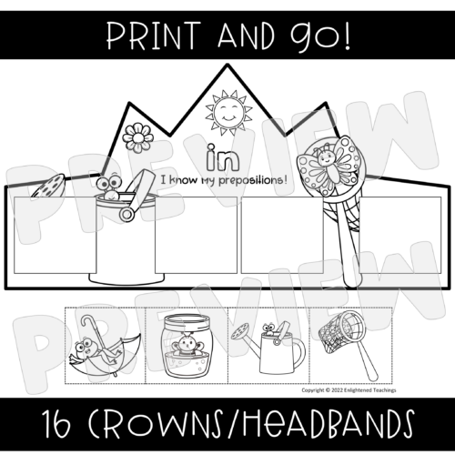 Spring Preposition Crowns Headbands - Spring Positional Word Hats ...