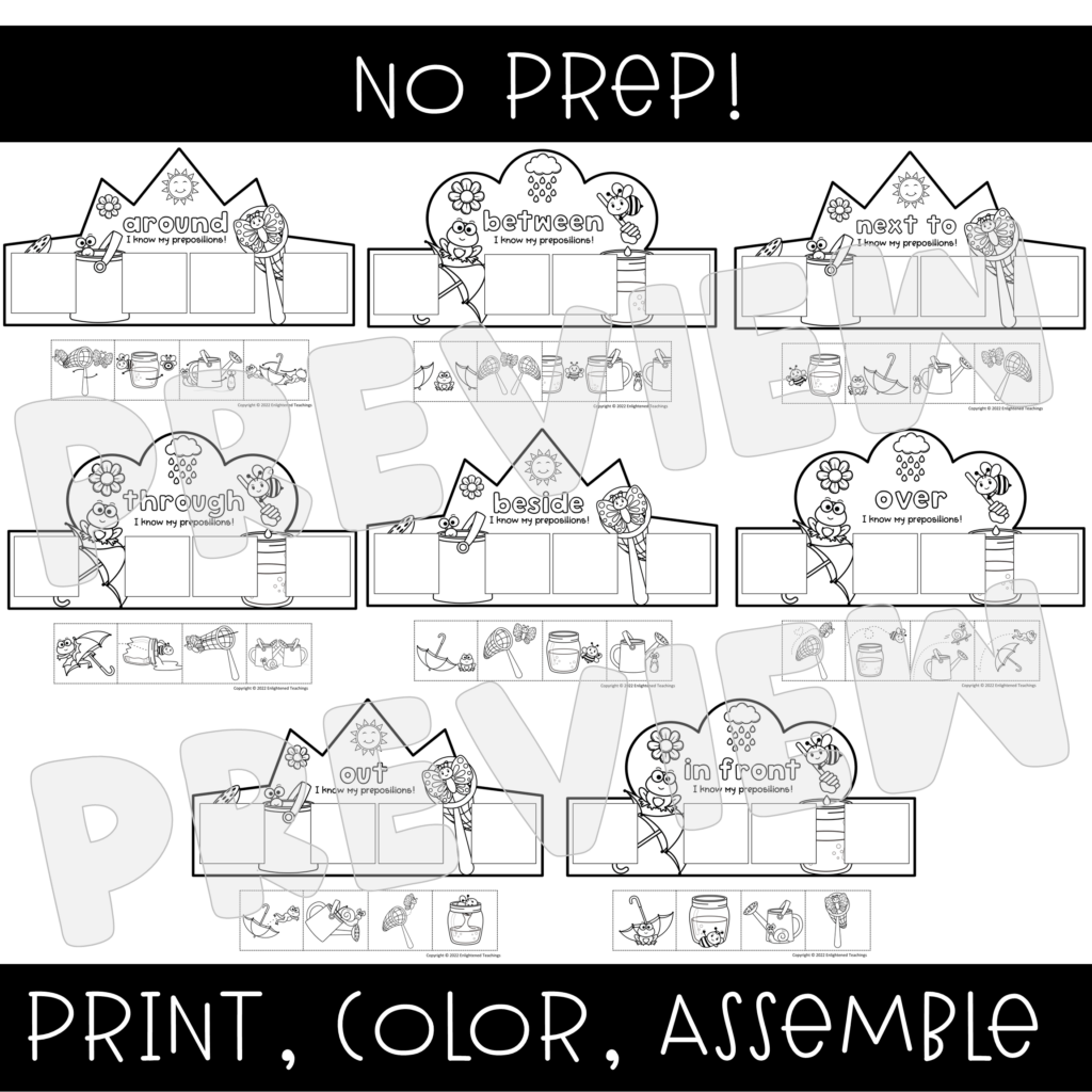 Spring Preposition Crowns Headbands - Spring Positional Word Hats ...