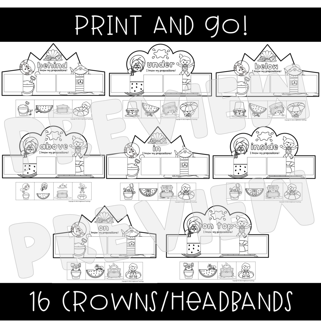 Summer Preposition Crowns Headbands - Summer Positional Word Hats ...