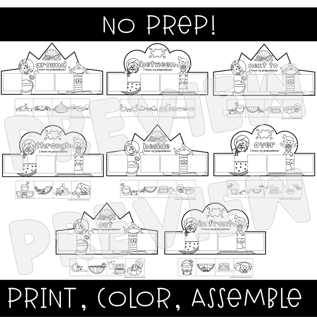 Preposition Crowns Headbands Positional Word Hats Seasonal BUNDLE ...