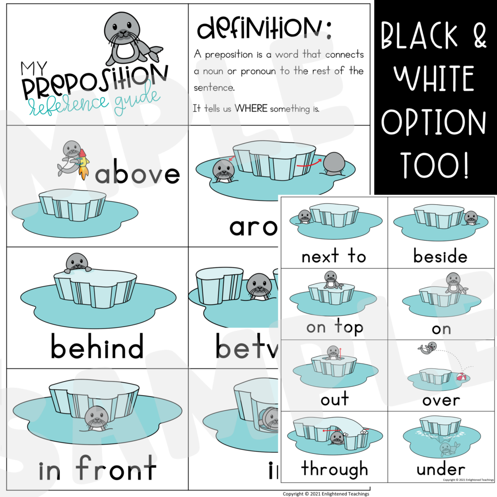 Winter Prepositions Posters Seal Positional Words Prepositions Banner ...