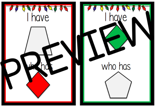 December + Winter Shapes I Have Who Has Game - Kindergarten, VPK, 1st ...