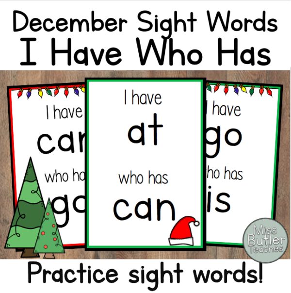 December + Winter Sight Words I Have Who Has Game - Kindergarten, VPK ...