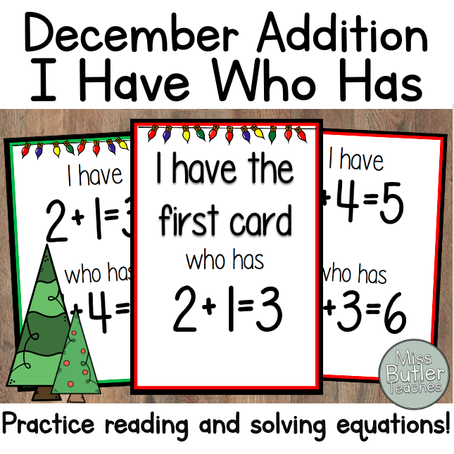 December + Winter Addition I Have Who Has Game - Kindergarten, VPK, 1st ...
