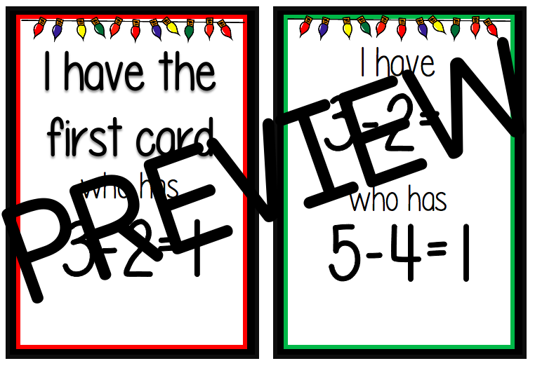 December + Winter Subtraction I Have Who Has Game - Kindergarten, VPK ...