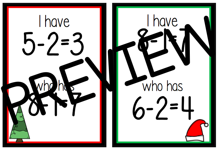 December + Winter Subtraction I Have Who Has Game - Kindergarten, VPK ...