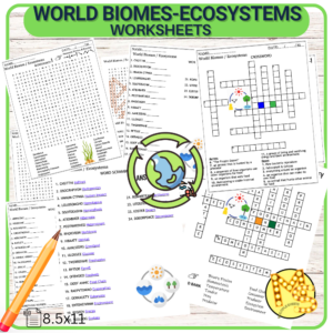 Biomes and Ecosystems Worksheets Crossword-Word Scramble-Word Search ...
