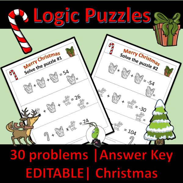 Christmas Logic Puzzles | Algebra 1 | Made By Teachers