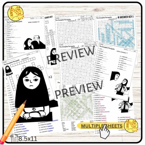 The Complete Persepolis Novel Worksheets Crossword-Word Scramble ...