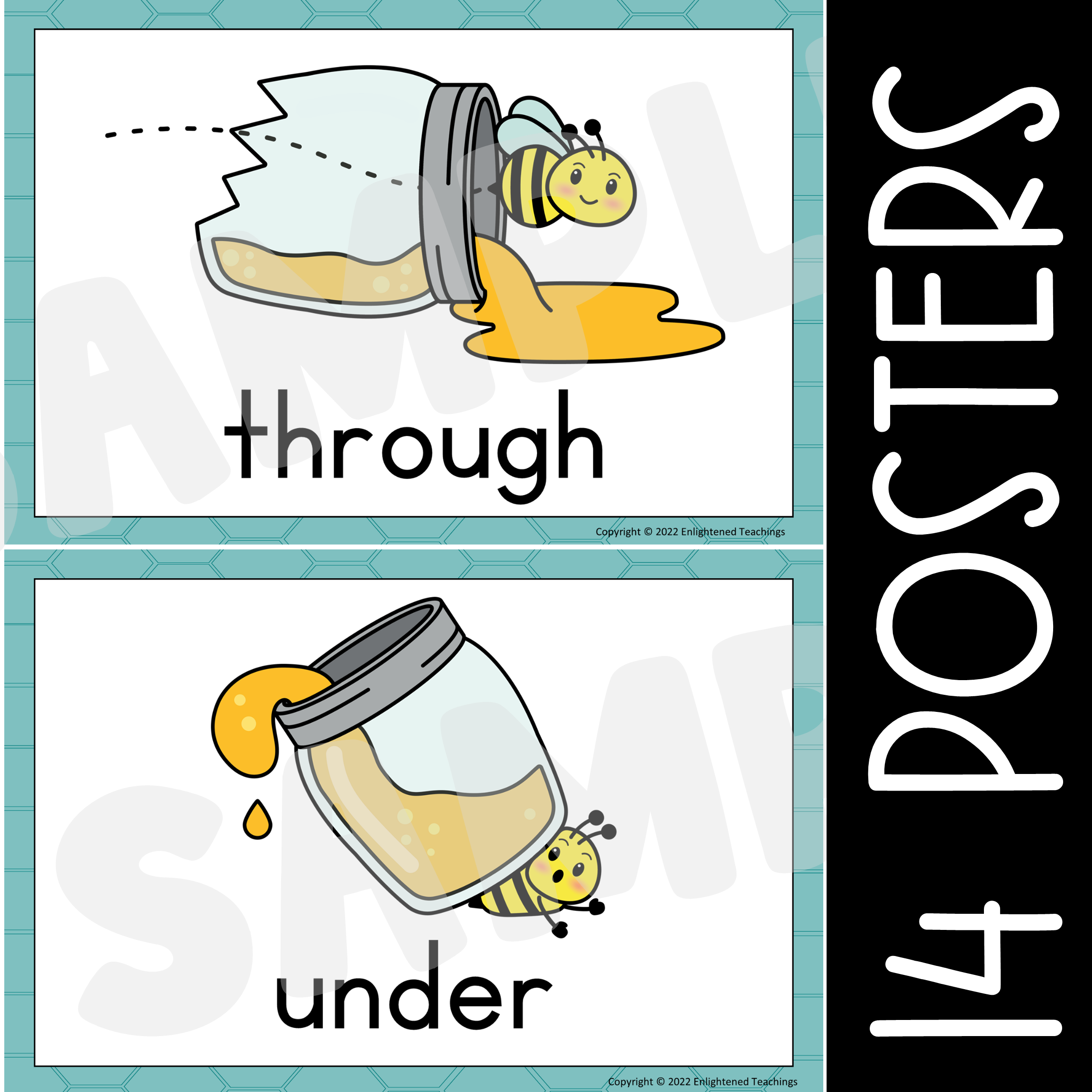 Spring Prepositions Posters Bee Positional Words Prepositions Banner ...