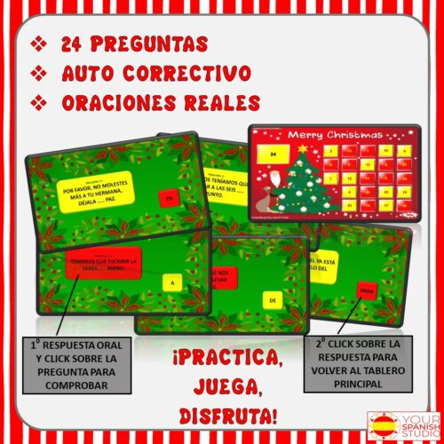 CHRISTMAS SPANISH PREPOSITIONS DIGITAL QUIZ NO PREP LAS PREPOSICIONES ...