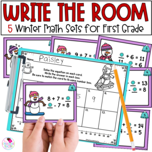 Winter Math Centers - Write the Room - 1st Grade | Made By Teachers