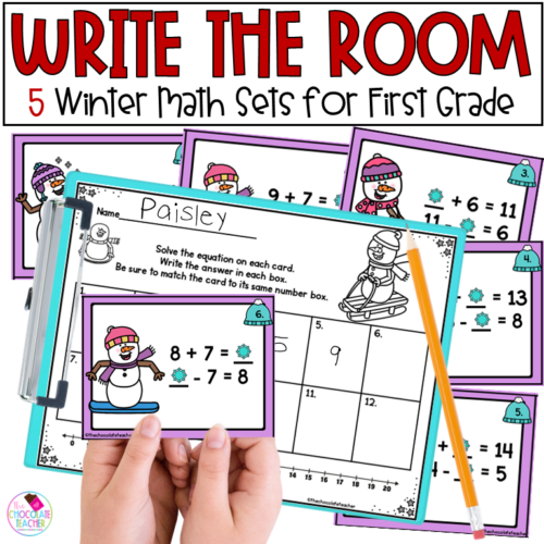 Winter Math Centers - Write the Room - 1st Grade | Made By Teachers