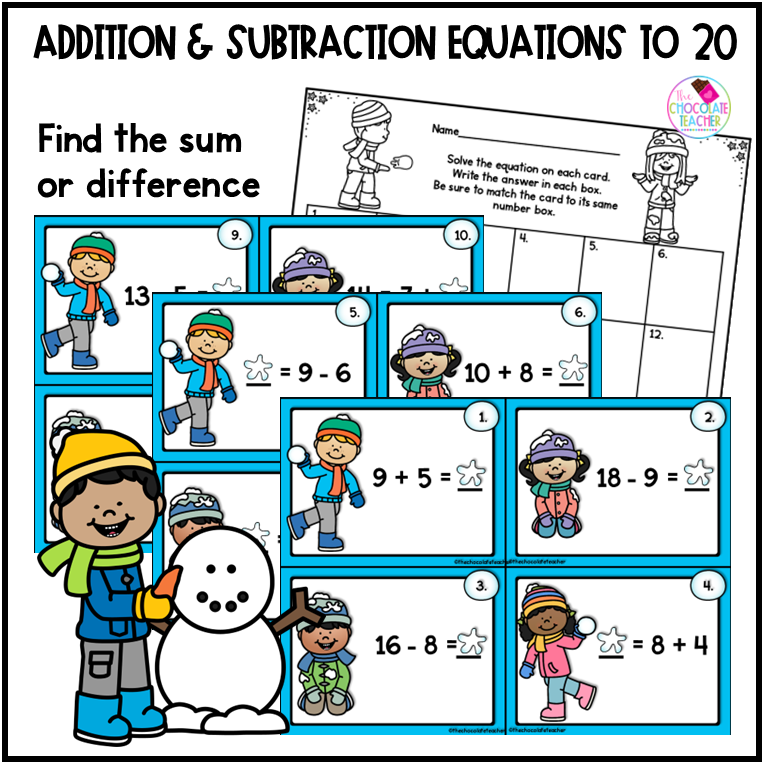Winter Math Centers - Write the Room - 1st Grade | Made By Teachers