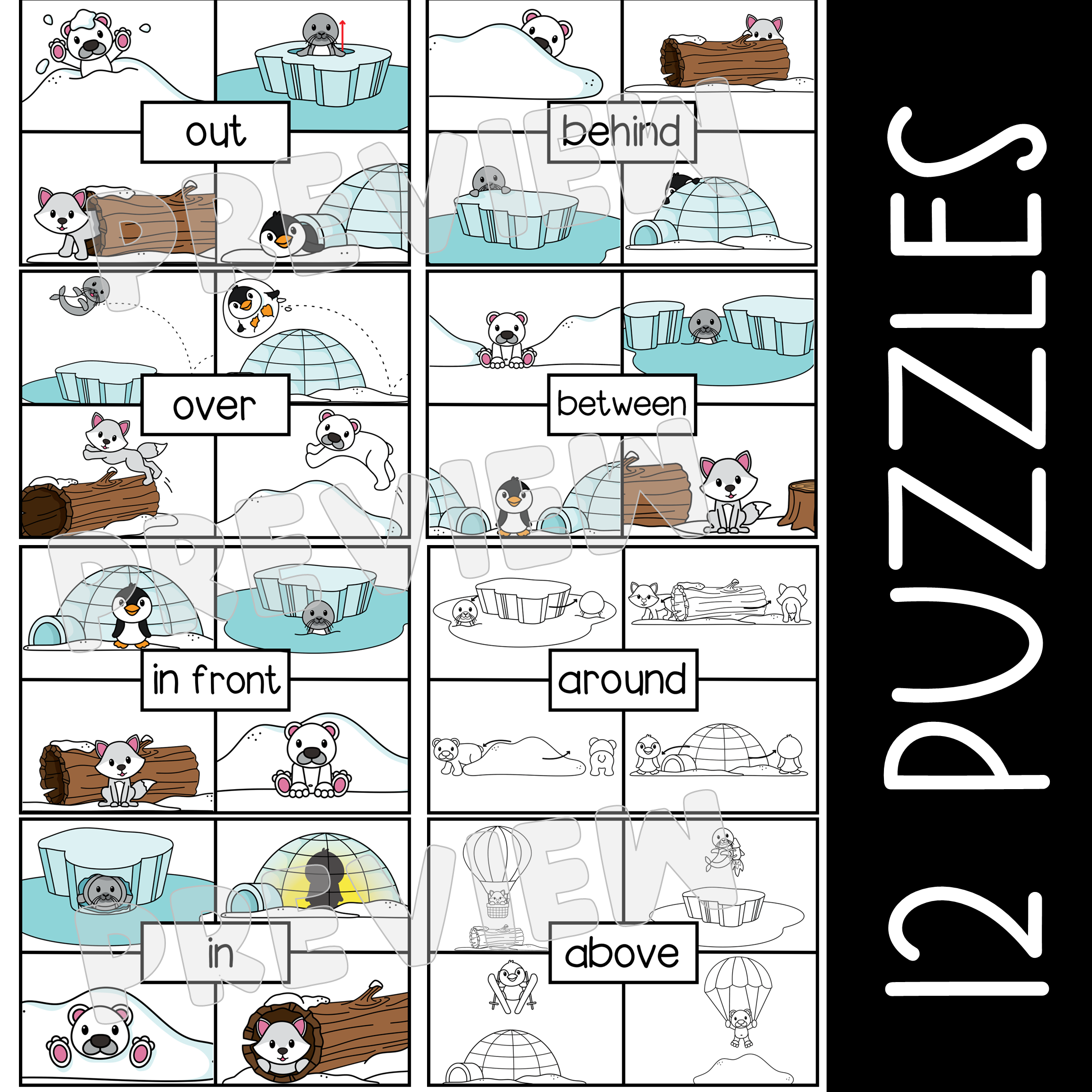 Winter Prepositions Puzzles Spatial Learning Winter Arctic Animals ...