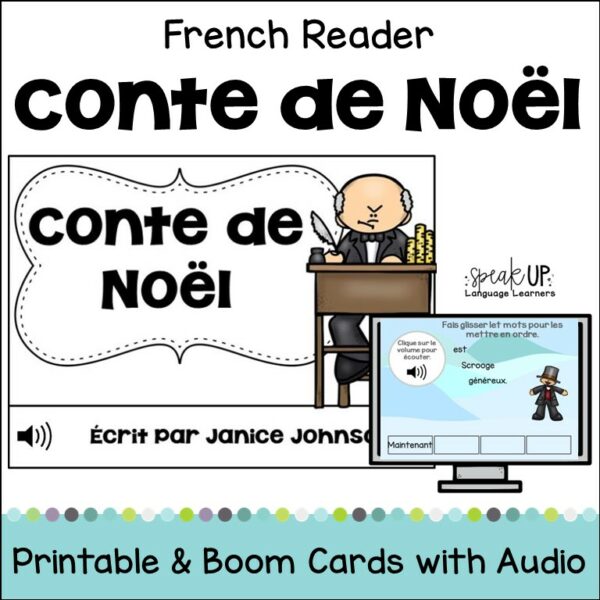 French Christmas Carol Conte de Noël Reader Print & Boom Cards with ...