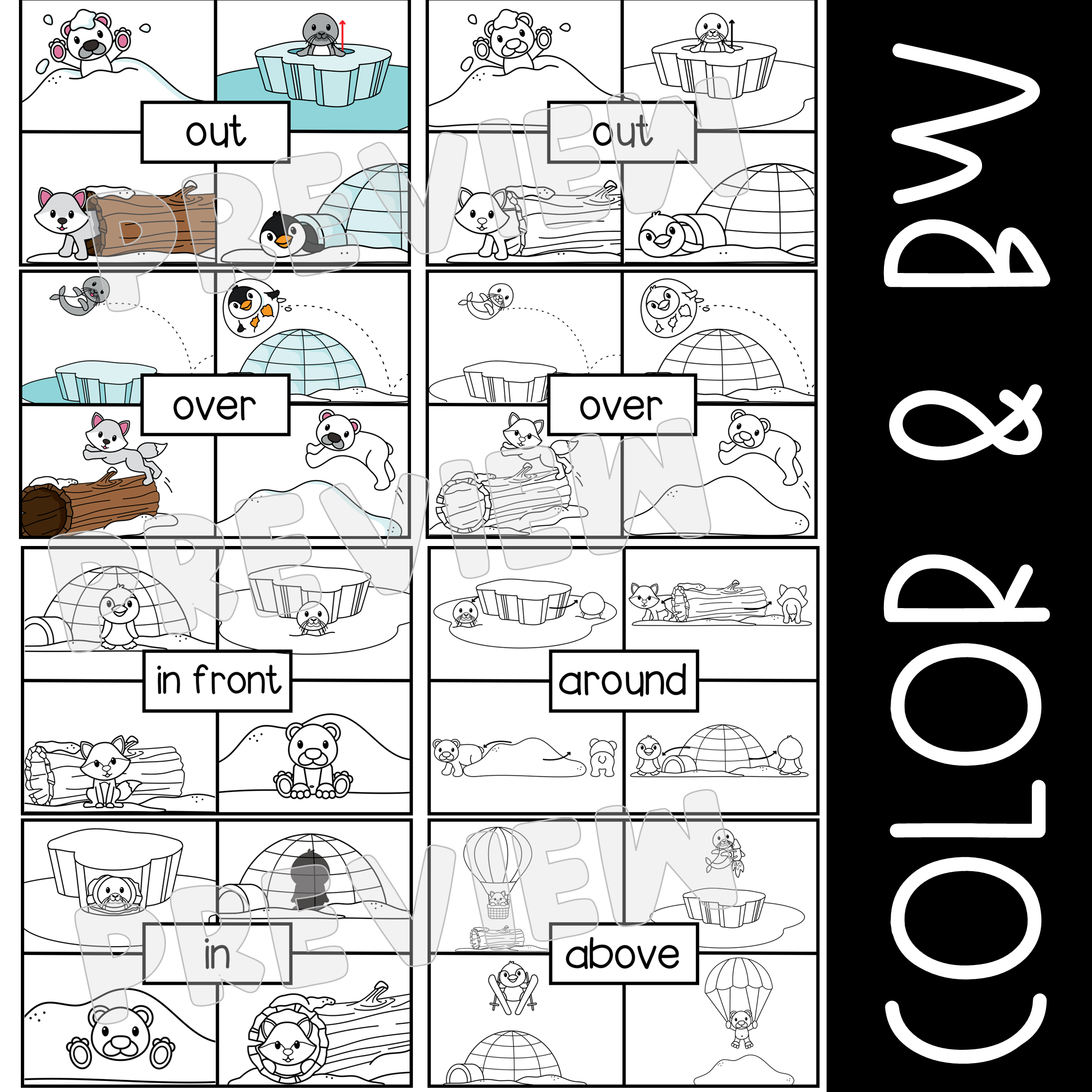 Winter Prepositions Puzzles Spatial Learning Winter Arctic Animals ...