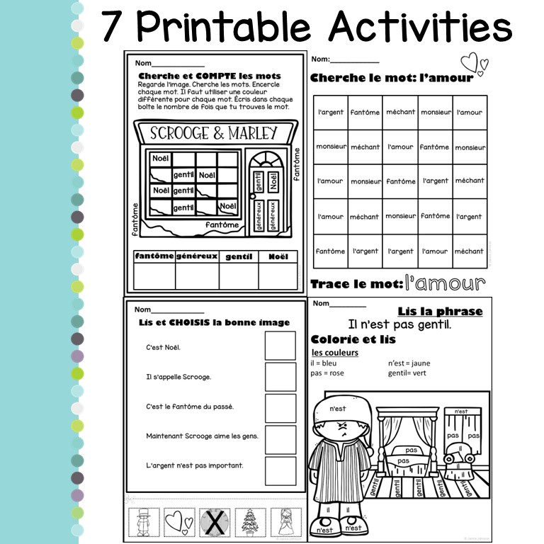 French Christmas Carol Conte de Noël Reader Print & Boom Cards with ...