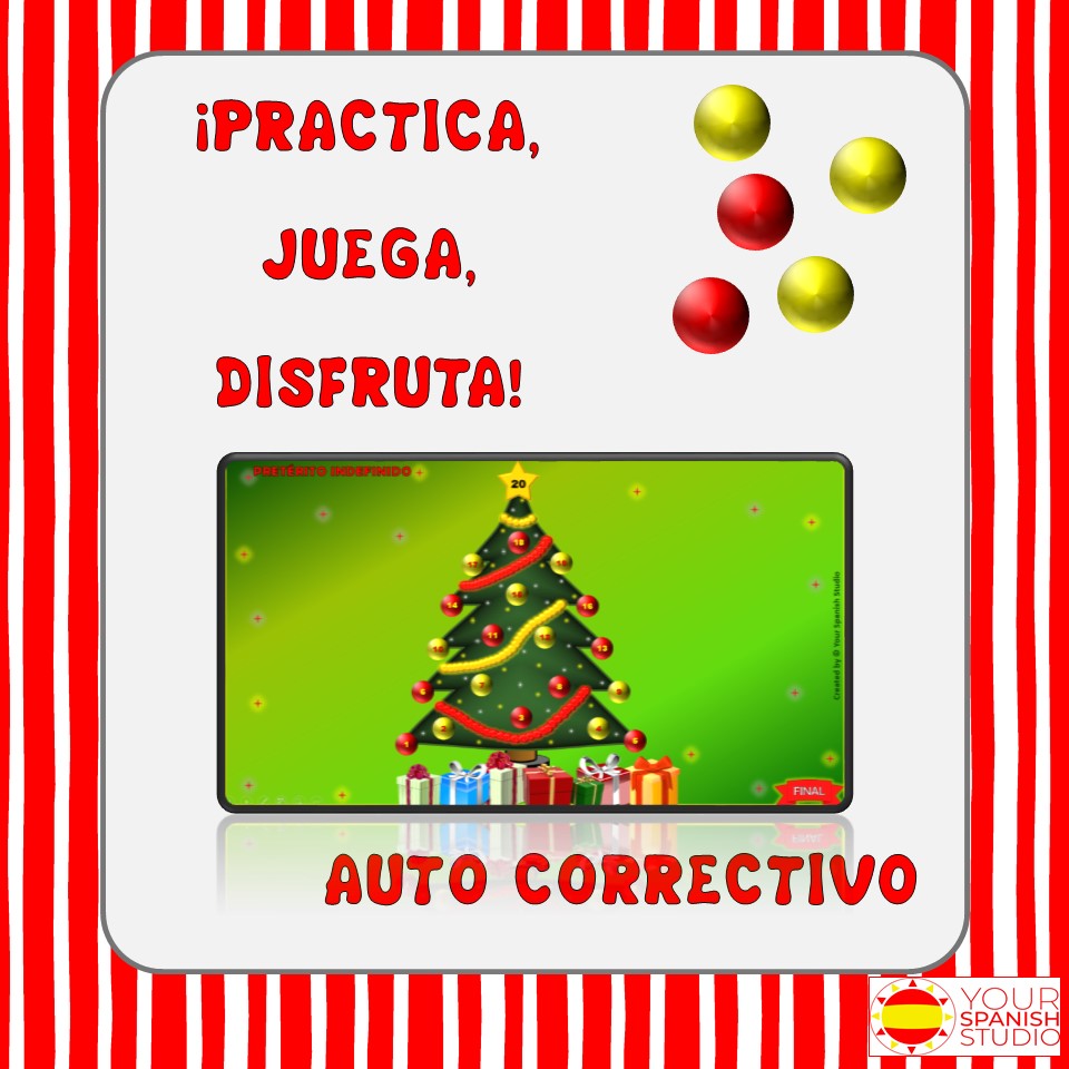 Christmas Spanish Past Simple digital quiz all verbs no prep Pretérito ...