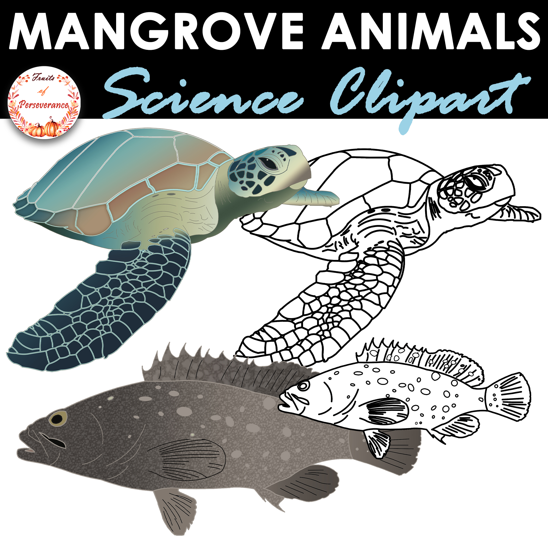 Fish and Sea Animals Clipart | Mangroves and Wetlands Clip Art | Made ...