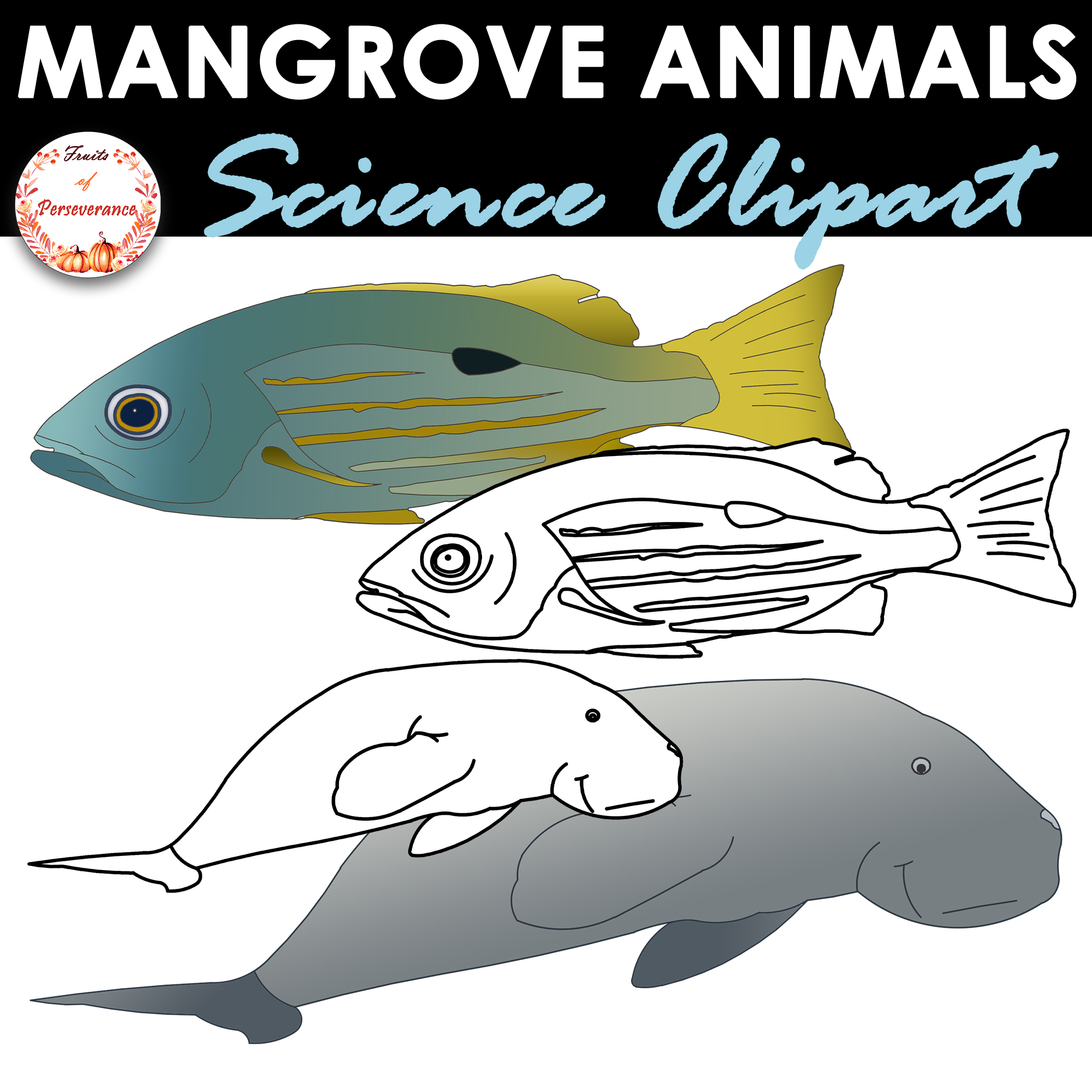Fish and Sea Animals Clipart | Mangroves and Wetlands Clip Art | Made ...