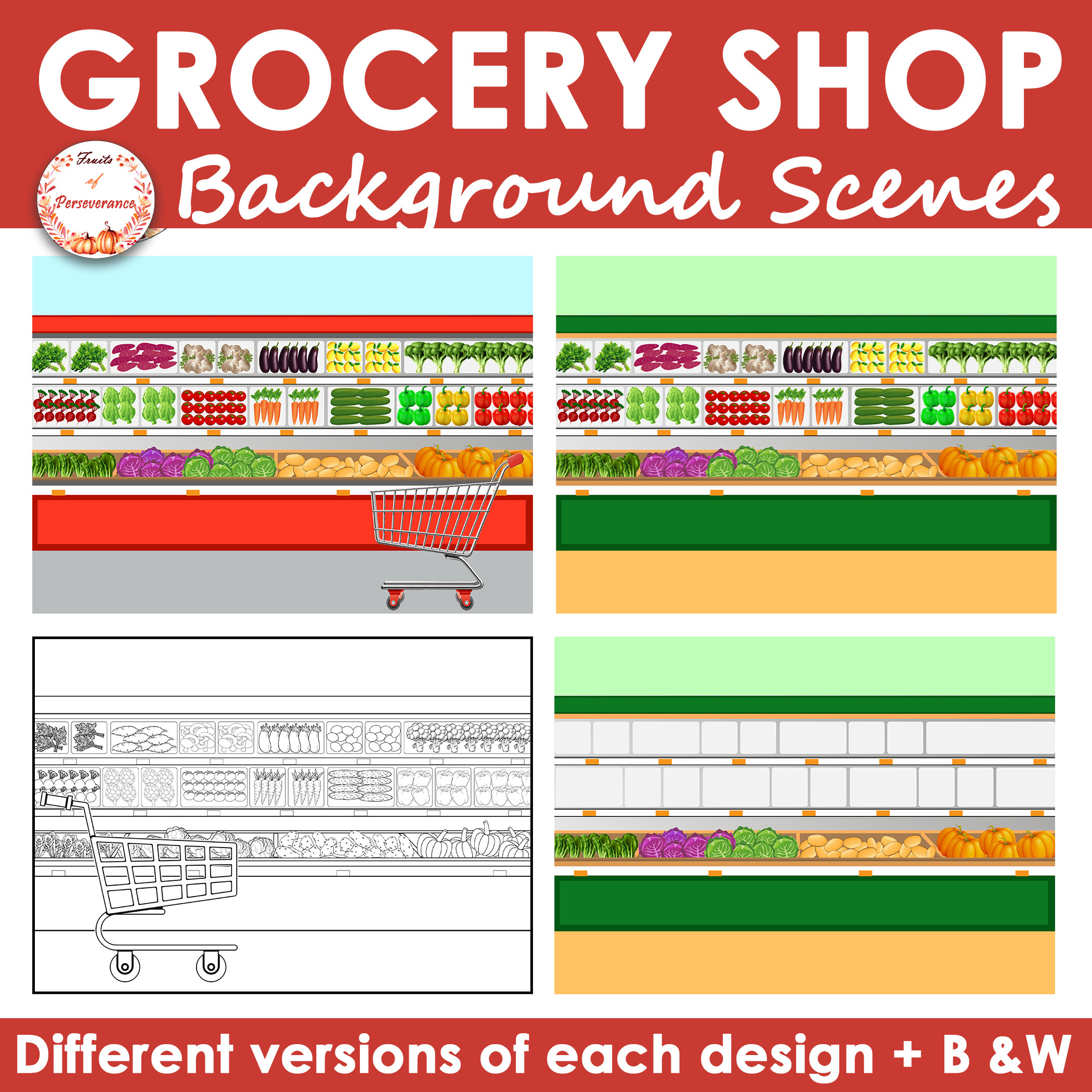 Grocery Store and Supermarket Backgrounds Clipart | Made By Teachers