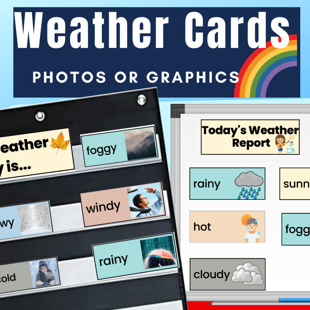 Preschool Weather Cards for Pocket Chart or Magnet Board Realistic ...