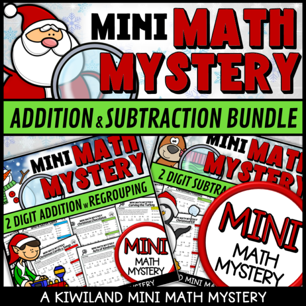Christmas Mini Math Mystery 3 Digit Addition and Subtraction Regrouping ...