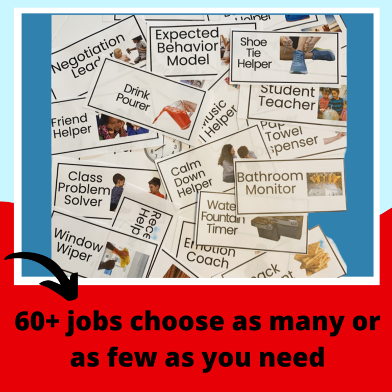 Preschool Classroom Job Chart with Realistic Photos and Jobs to ...