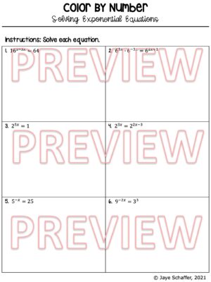 Solving Exponential Equations Coloring Activity | Made By Teachers