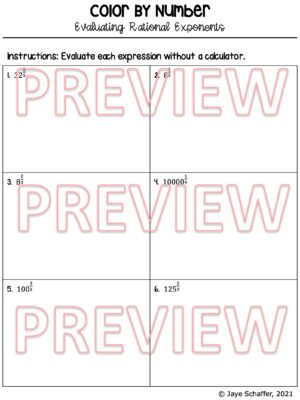 Evaluating Rational Exponents Coloring Activity | Made By Teachers
