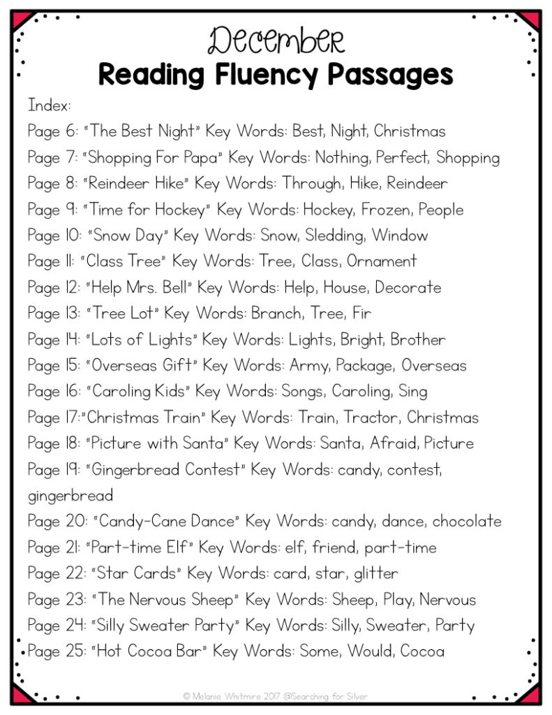 December Reading Fluency Passages - Made By Teachers