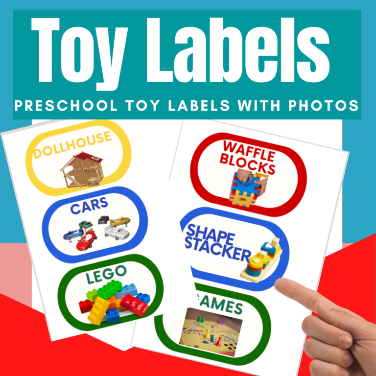 Preschool Toy Bin Label Realistic Photos in Primary Colors | Made By ...
