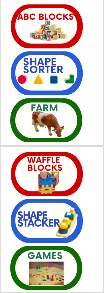 Preschool Toy Bin Label Realistic Photos in Primary Colors | Made By ...