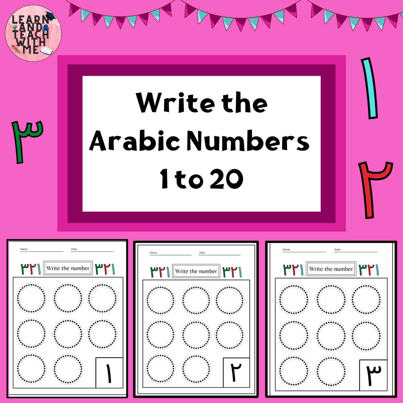 Arabic Numbers 1-10 Trace, Write and Color Worksheets | Made By Teachers