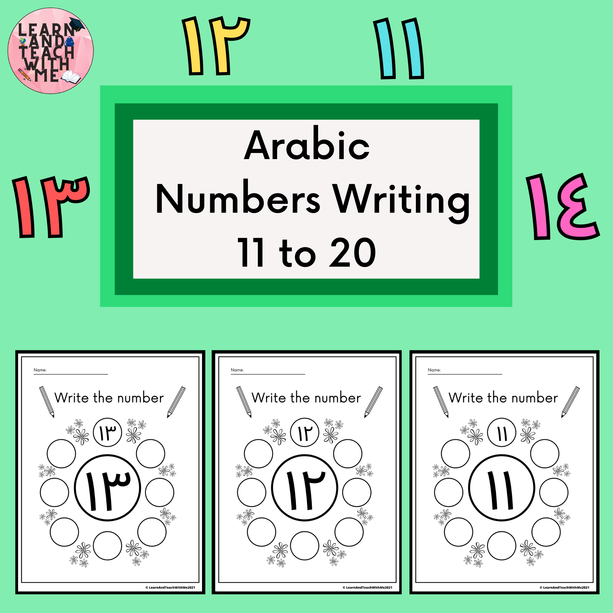 Arabic Numbers 11 20 Writing Worksheets Made By Teachers Arabic Numbers 11 20 Writing Worksheets Made By Teachers
