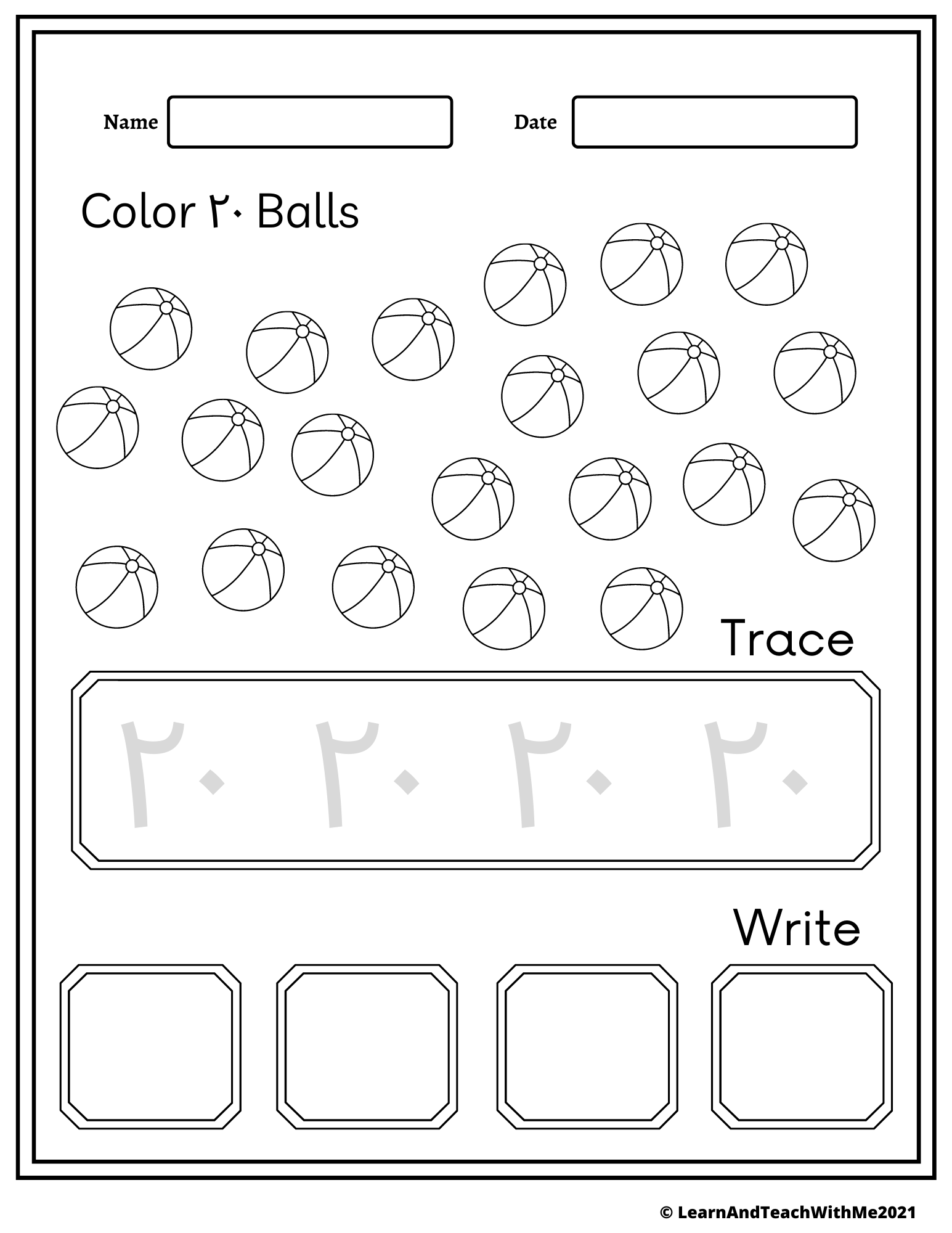 Arabic Numbers 1-20 Trace and Write Worksheets | Made By Teachers