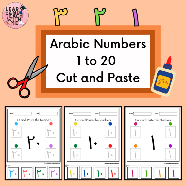 Arabic Numbers 1-20 Cut and Paste Worksheets | Made By Teachers