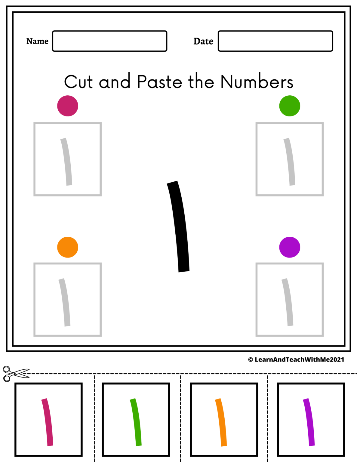 Arabic Numbers 1-20 Cut and Paste Worksheets | Made By Teachers