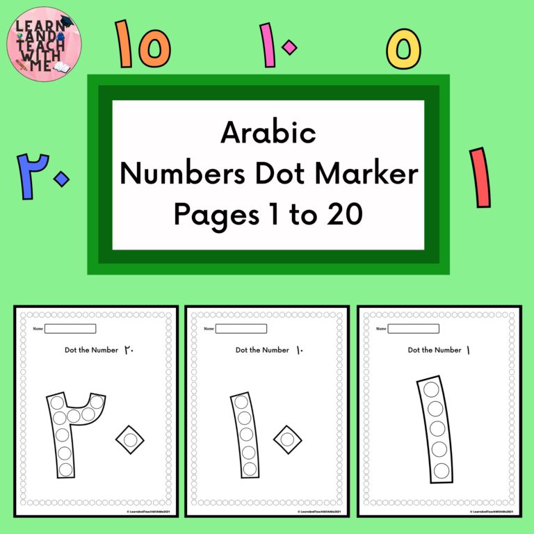 Arabic Numbers 1-20 Dot Marker Worksheets | Made By Teachers