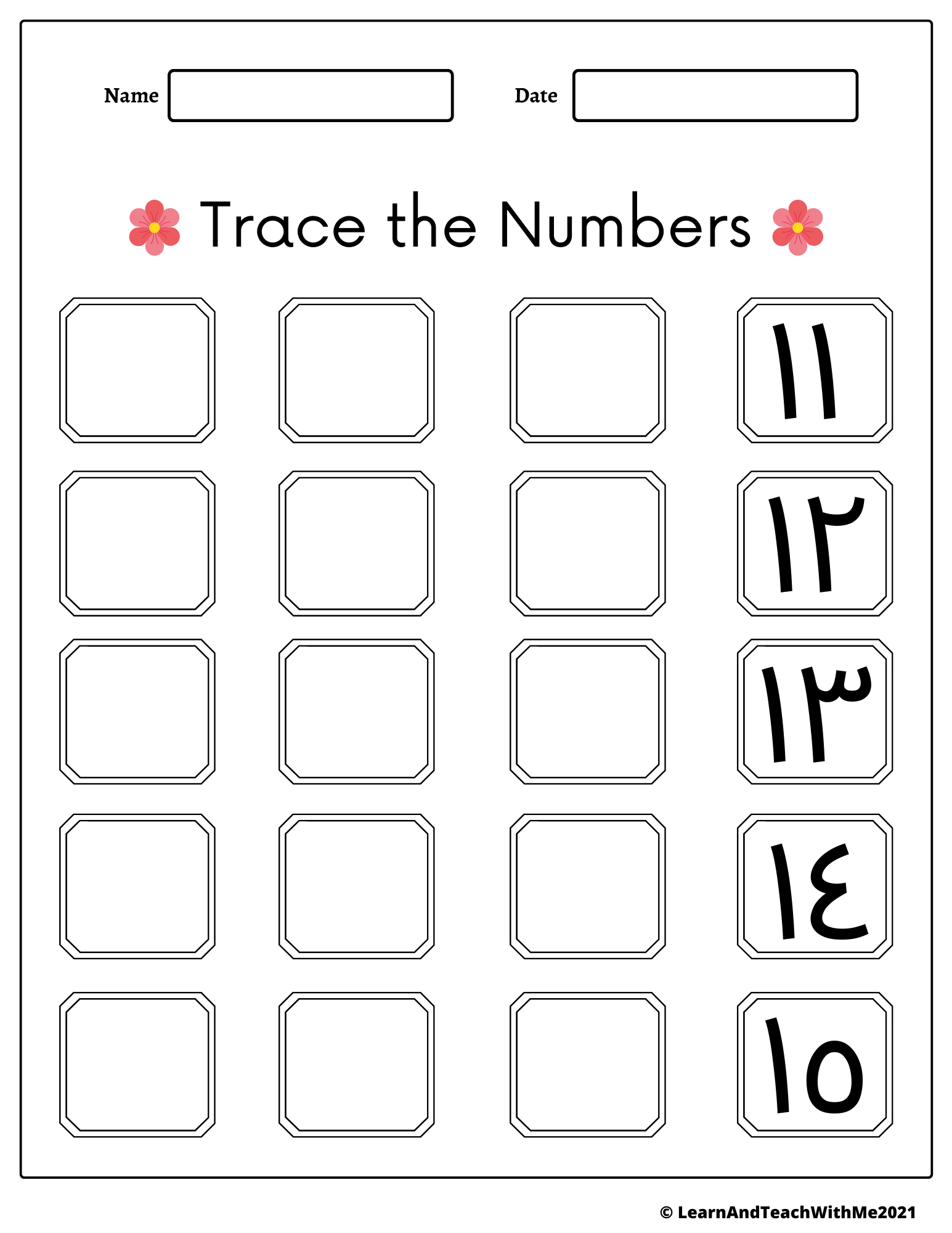 Arabic Numbers 1-20 Trace and Write Worksheets | Made By Teachers