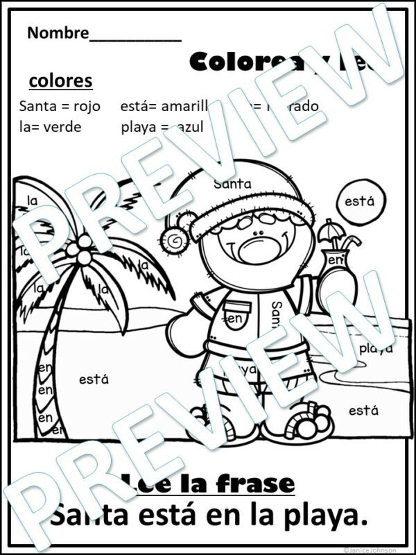 Spanish Christmas Santa's vacation - Vacaciones Navidad Reader Print ...