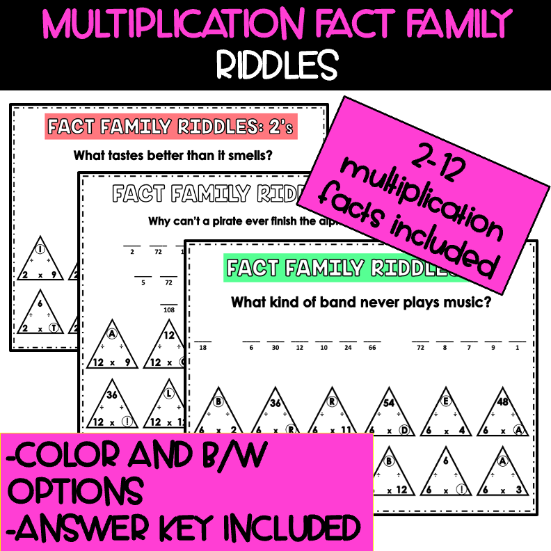 Multiplication Fact Family Practice - Fact Family Riddles | Made By ...