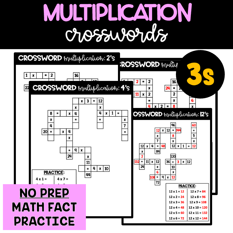 Multiplication Crosswords (9s) - Made By Teachers