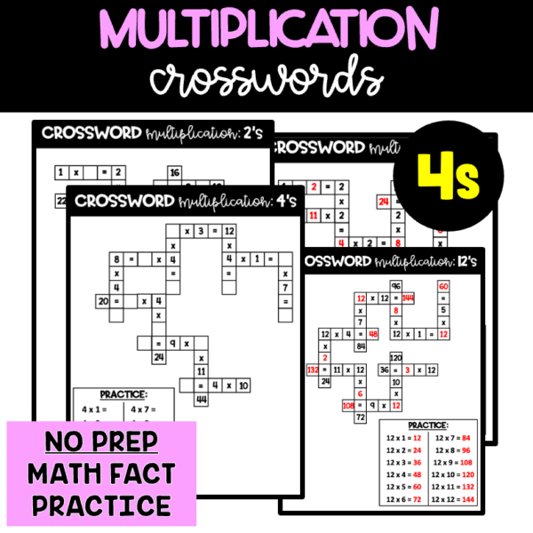 Multiplication Crosswords (4s) | Made By Teachers
