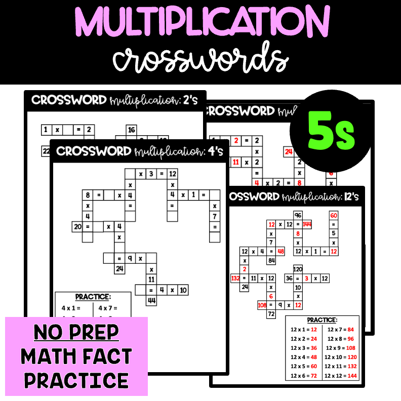 Multiplication Crosswords (5s) | Made By Teachers